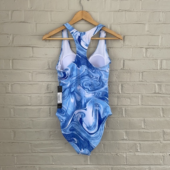 Nicole Miller | Swim | Nicolle Miller Womens Blue Marble Print ...